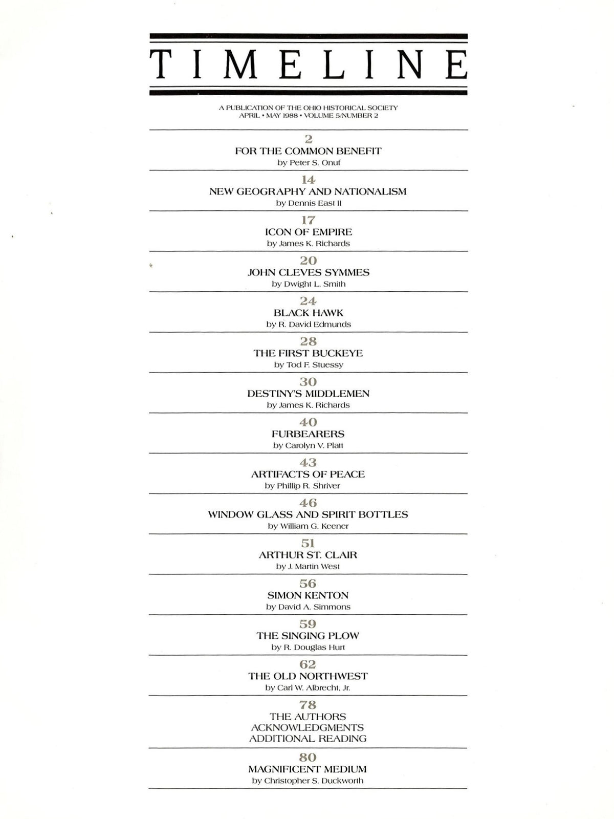 1988 Apr/May Timeline Magazine | Ohio History Store