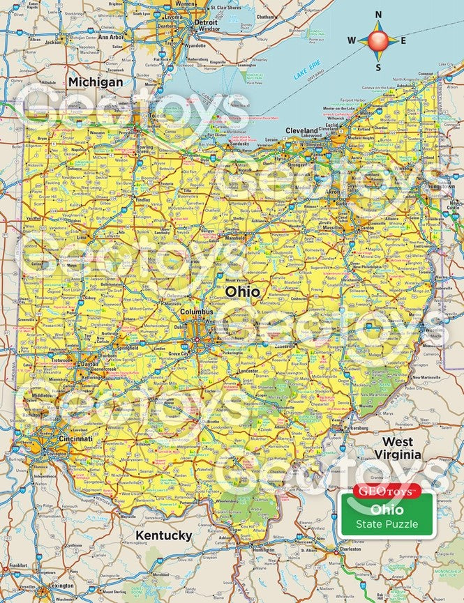 Ohio Road Map 100-piece Puzzle Magnetic | Ohio History Store