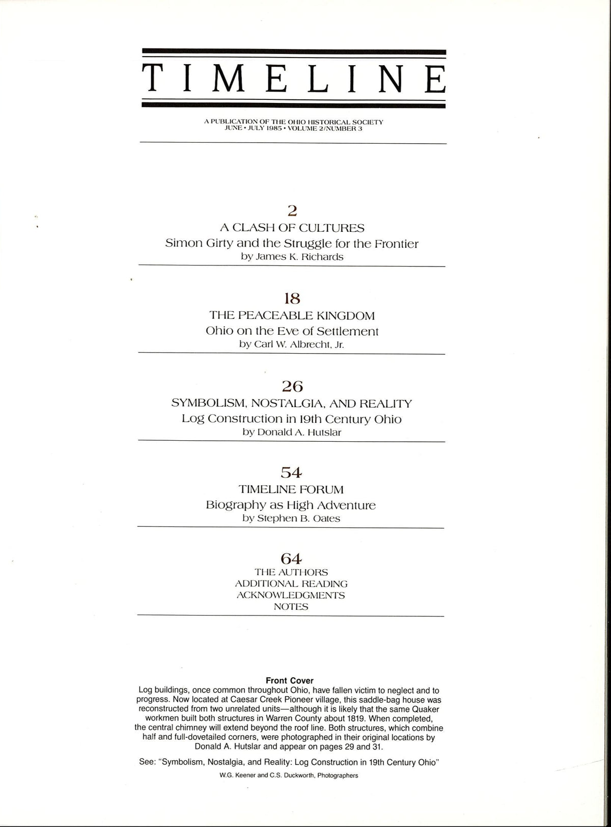 1985 June/July Timeline Magazine | Ohio History Store