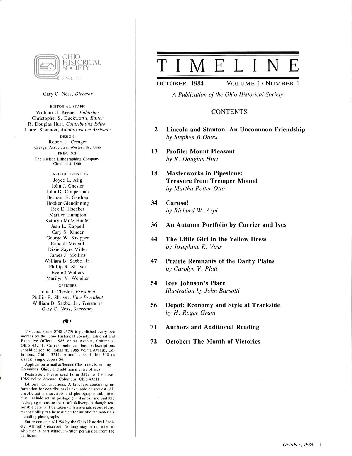 1984 Oct/Nov Timeline Magazine | Ohio History Store