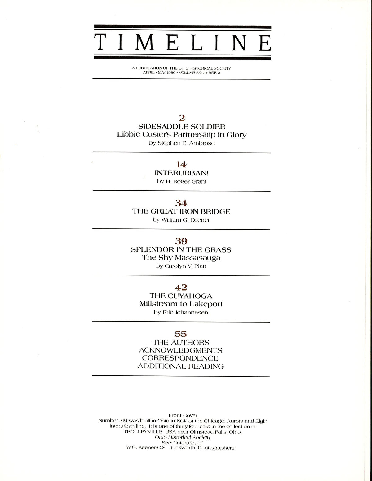 1986 Apr/May Timeline Magazine | Ohio History Store