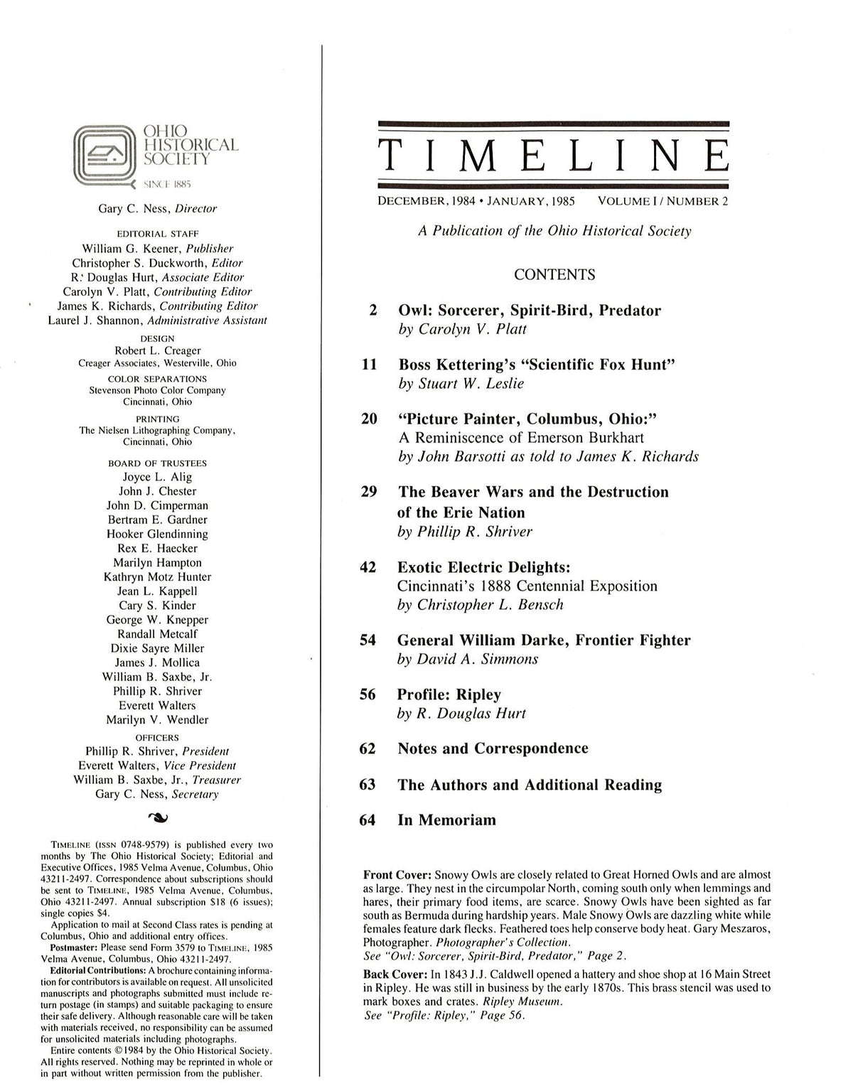 1984 Dec/Jan Timeline Magazine | Ohio History Store