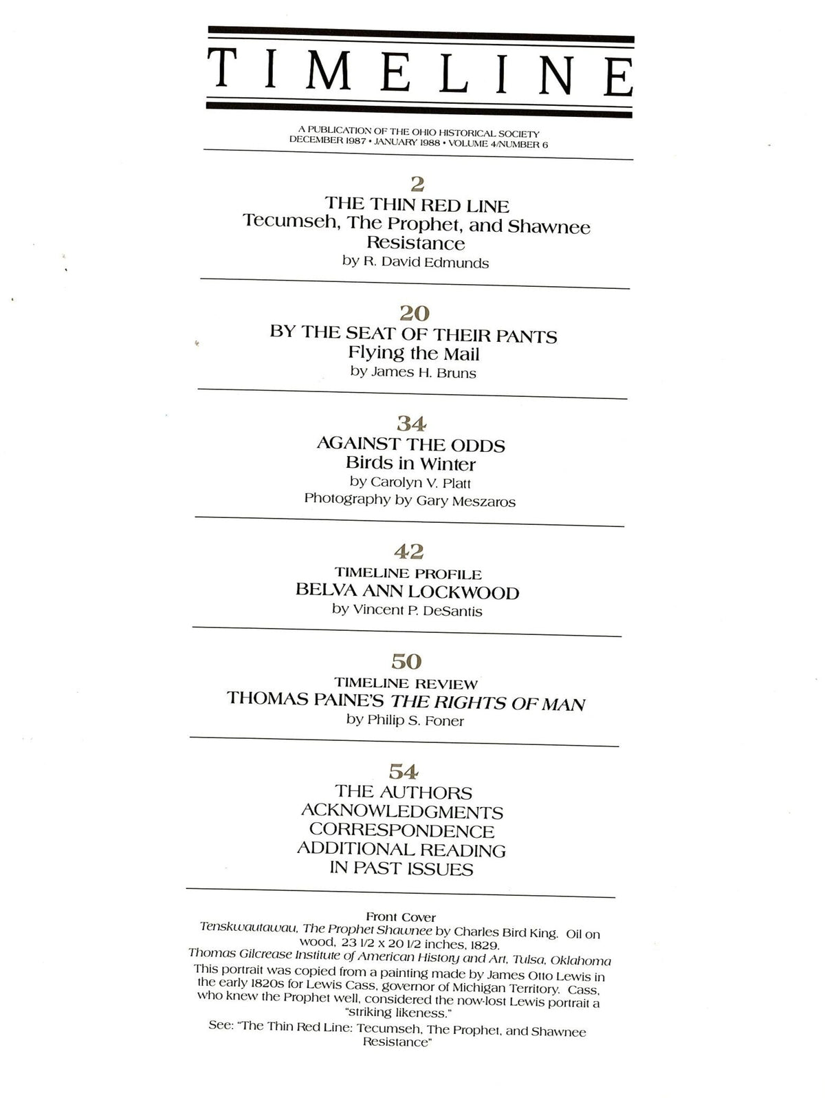 1987 Dec/Jan Timeline Magazine | Ohio History Store