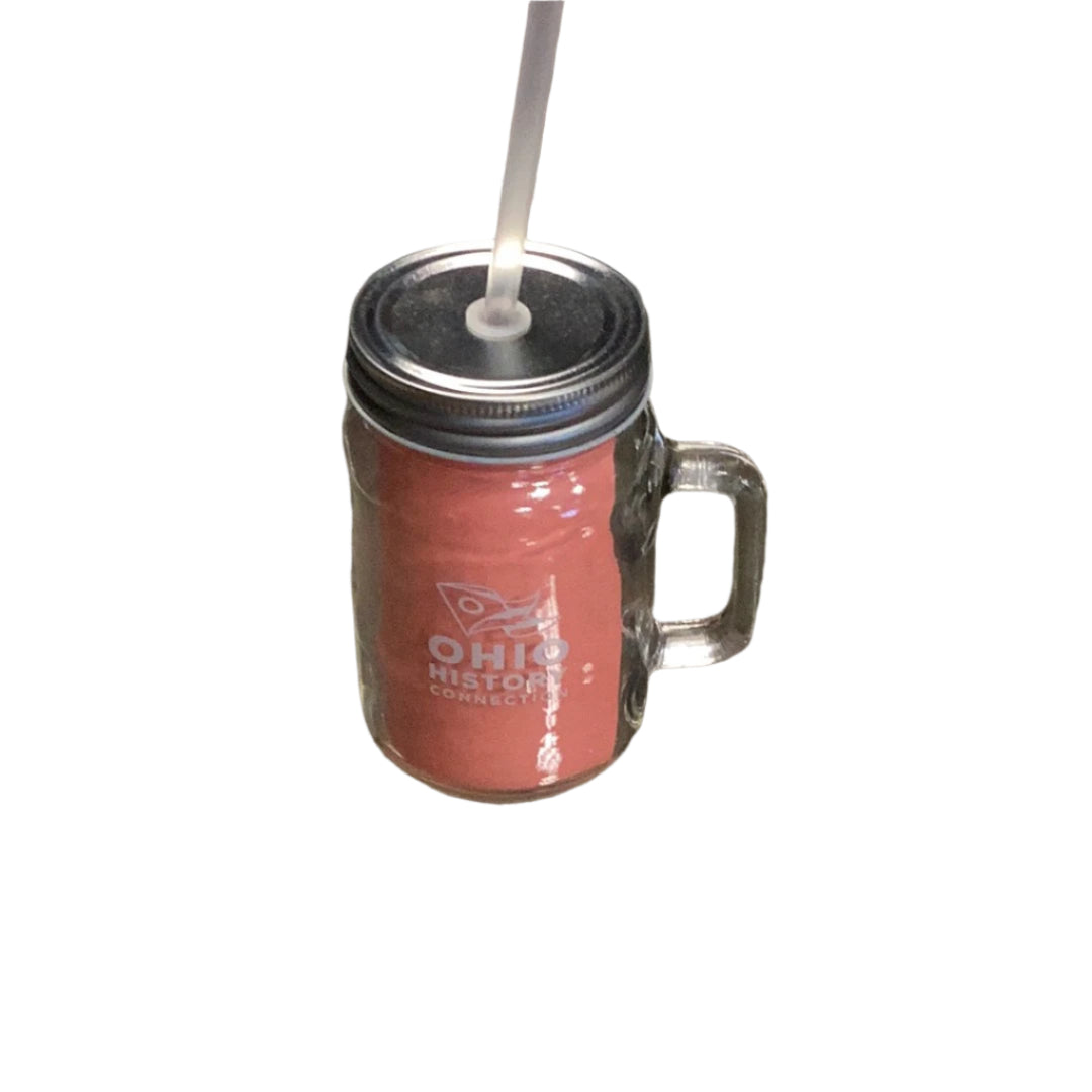 Ohio History Connection Logo Mason Jar Mug with Straw | Ohio History Store