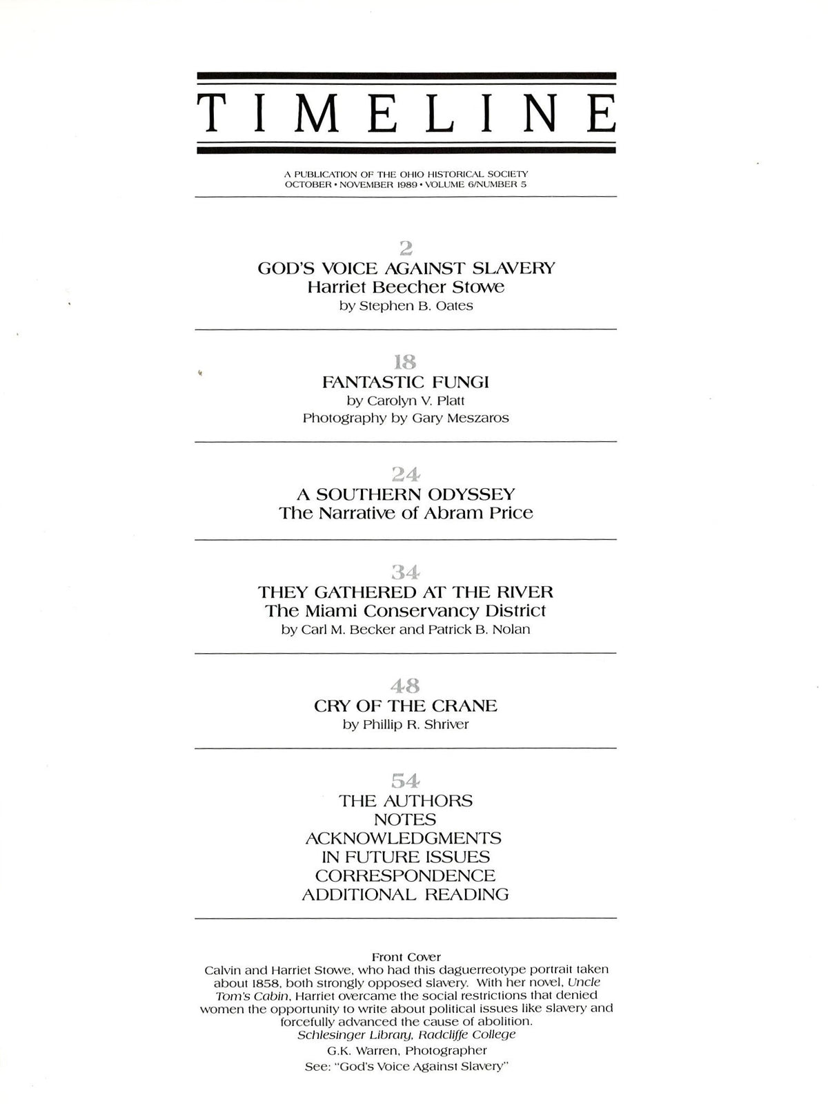 1989 Oct/Nov Timeline | Ohio History Store