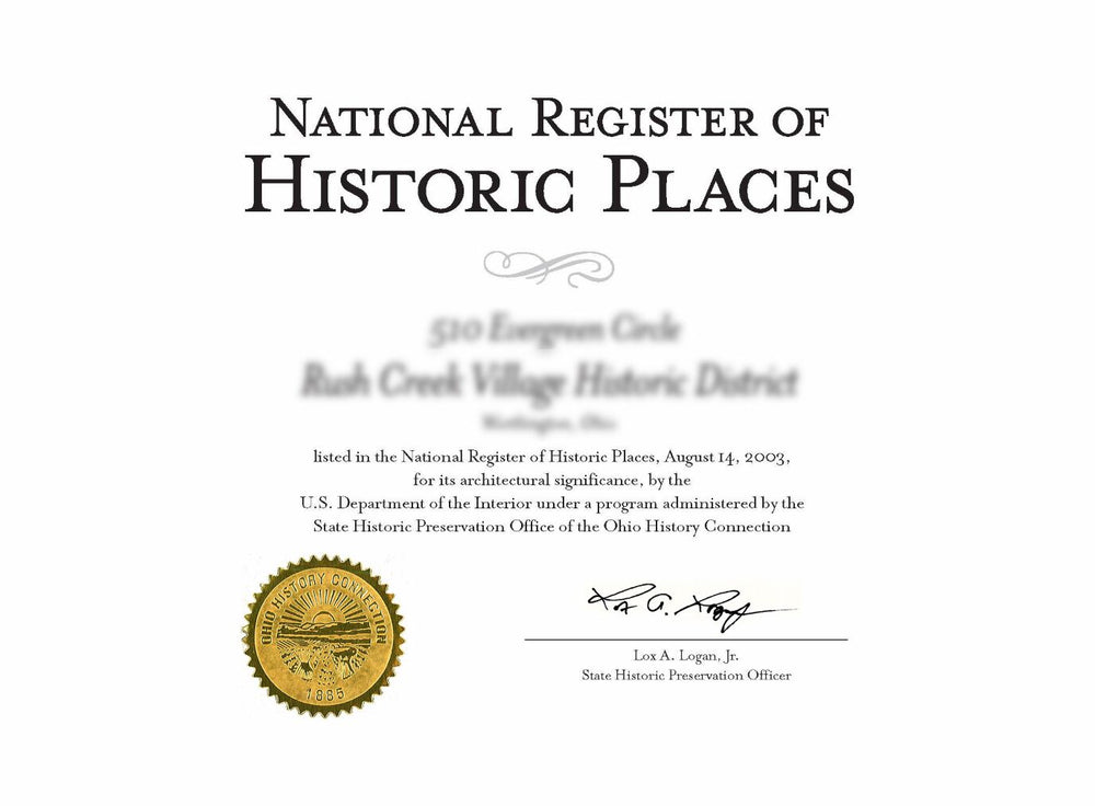 National Register Certificates | Ohio History Store